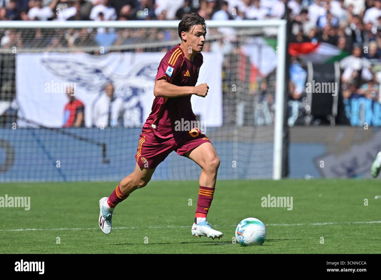 Niccolo Pisilli of AS Roma seen in action during the Serie A Enilive ...