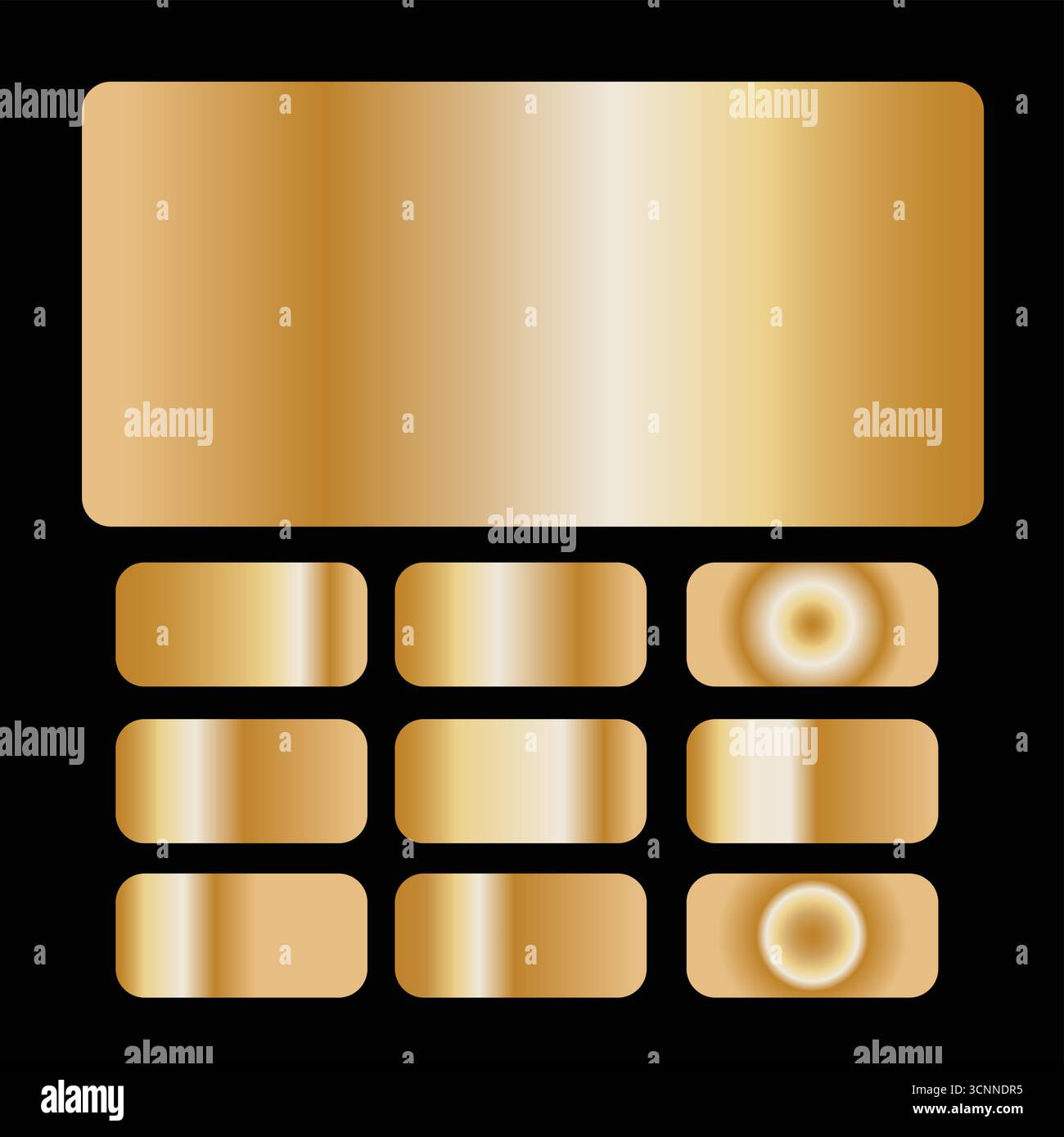 Pure Golden Gradient Bars Set – Luxury Metallic Gold Swatches on Black ...