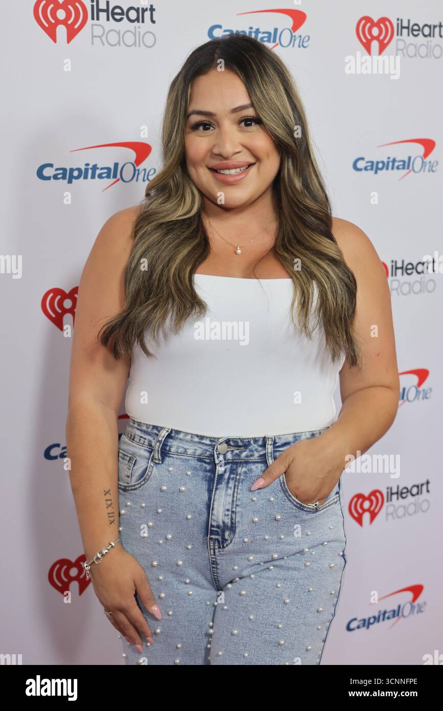 Tanairi Amador attends the 2025 iHeartRadio Music Festival at T-Mobile ...