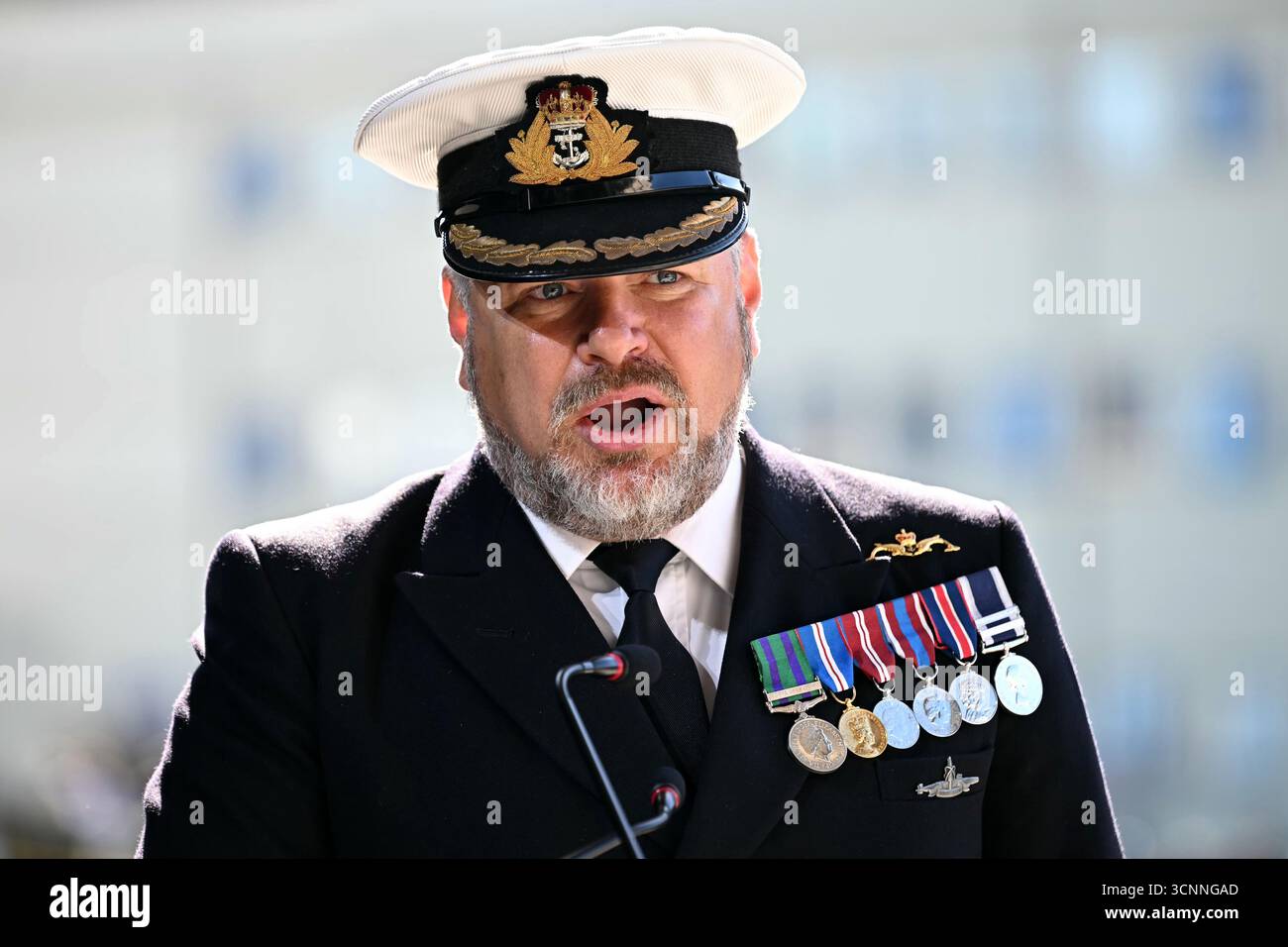 Commanding officer David Crosby speaking during the Commissioning ...