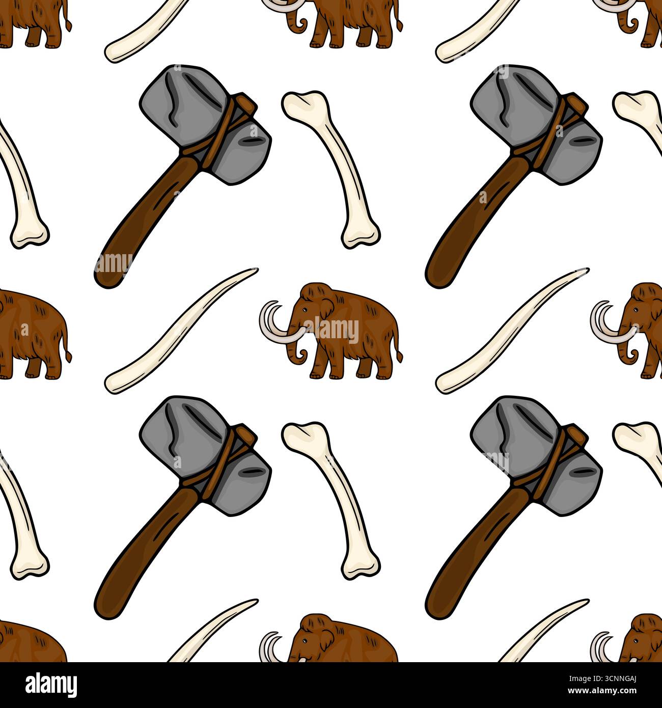 Seamless vector pattern featuring hand-drawn illustrations of woolly ...