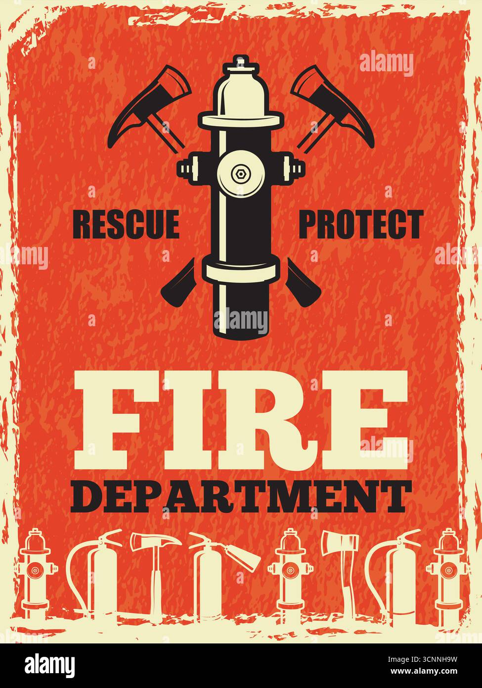 Fire department. retro poster for firefighters profession. vector ...