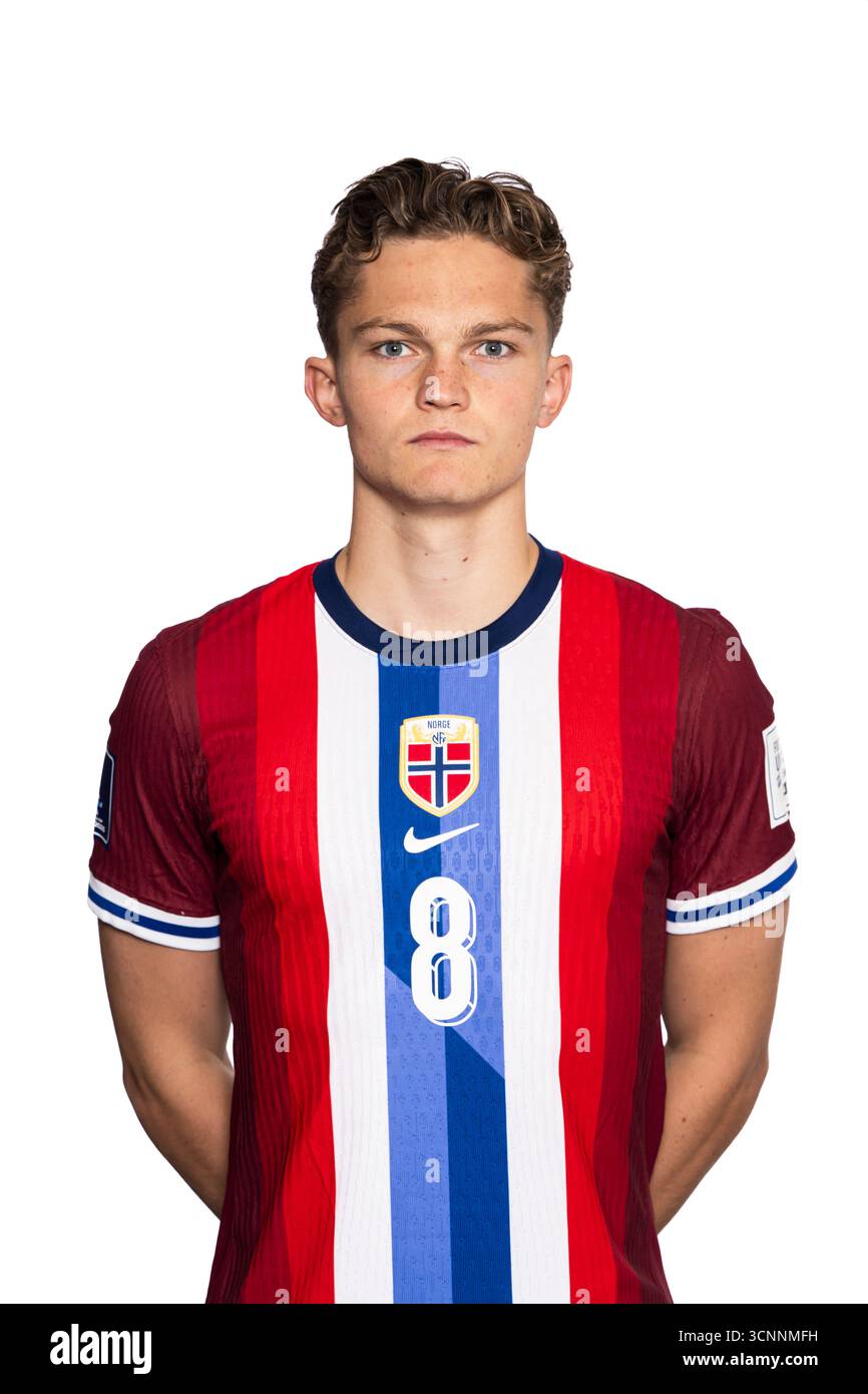 250922 Gustav Nyheim of the Norwegian under-20 national football team ...