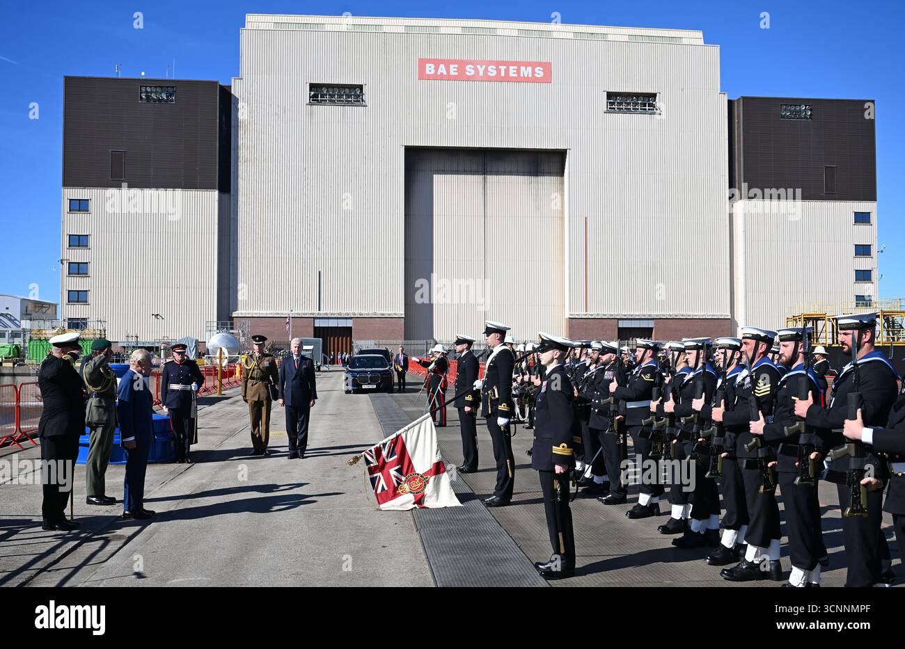 King Charles III (3rd left), is given a Royal Salute during the ...