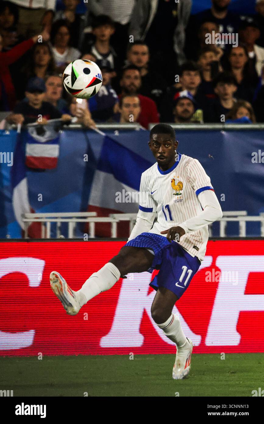 France's forward #11 Ousmane Dembele during the International friendly ...