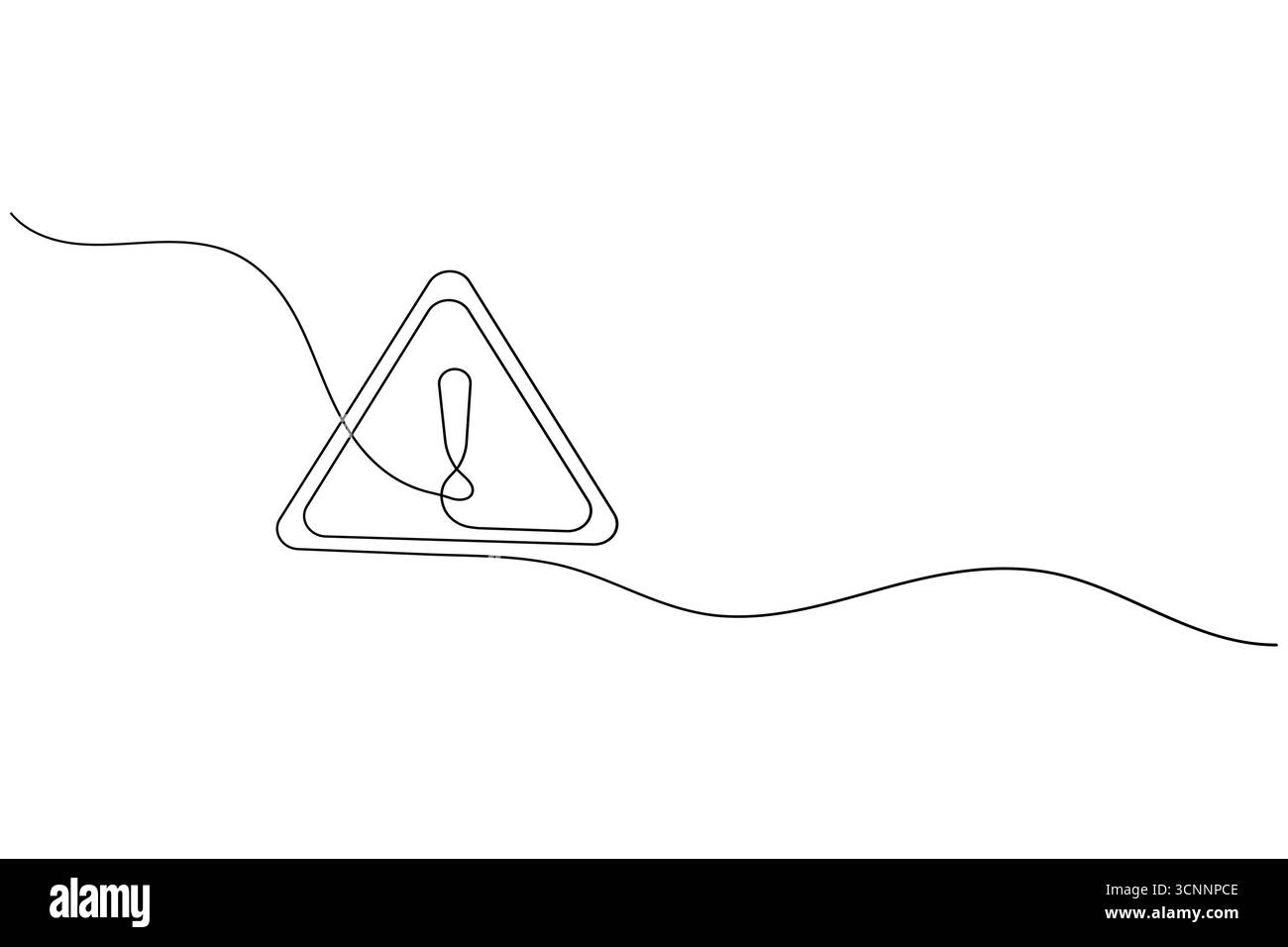 Danger warning sign exclamation mark triangle one line drawing and ...