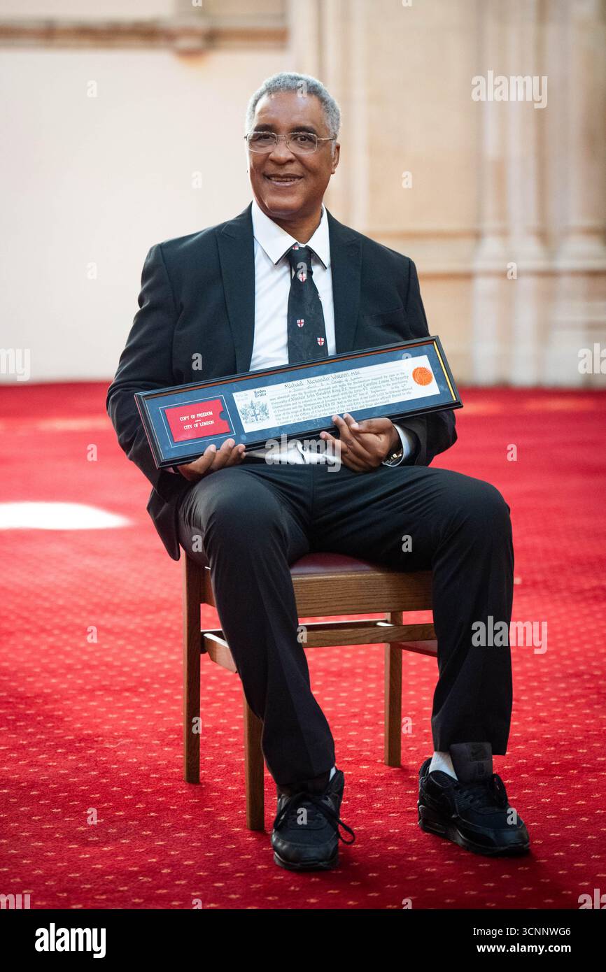 Boxer Michael Watson poses after receiving the Freedom of the City of ...