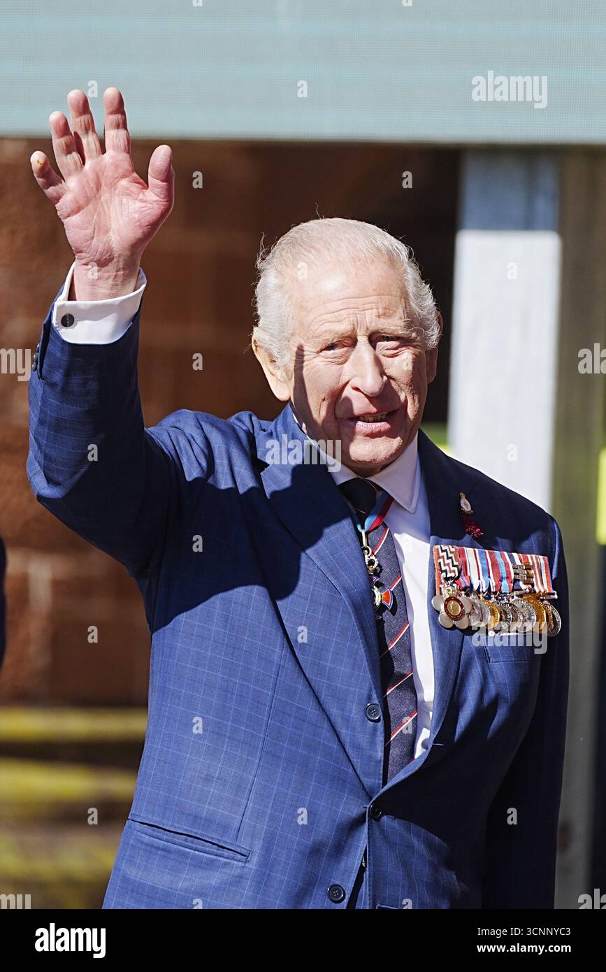 King Charles III arrives at the Town Hall in Barrow-in-Furness, Cumbria ...