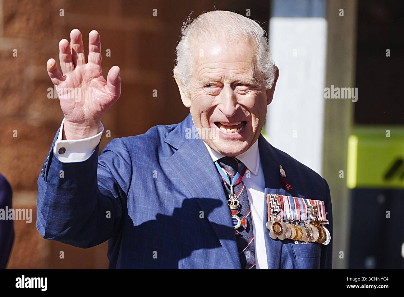 King Charles III arrives at the Town Hall in Barrow-in-Furness, Cumbria ...