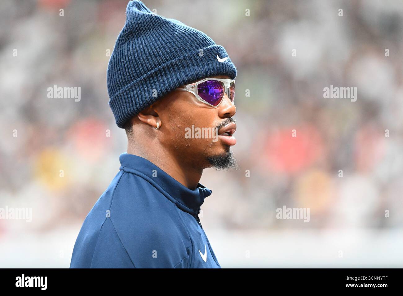 Kyle Garland (United States) wearing a beanie and sunglasses during the ...