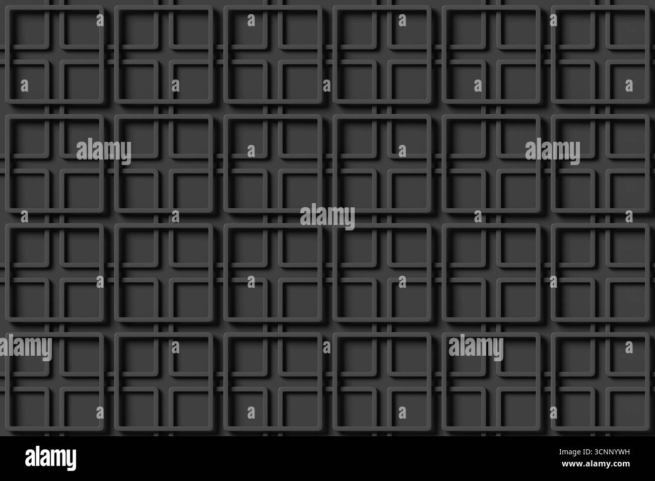 An array of square dark frames stack on another layer with horizontal ...