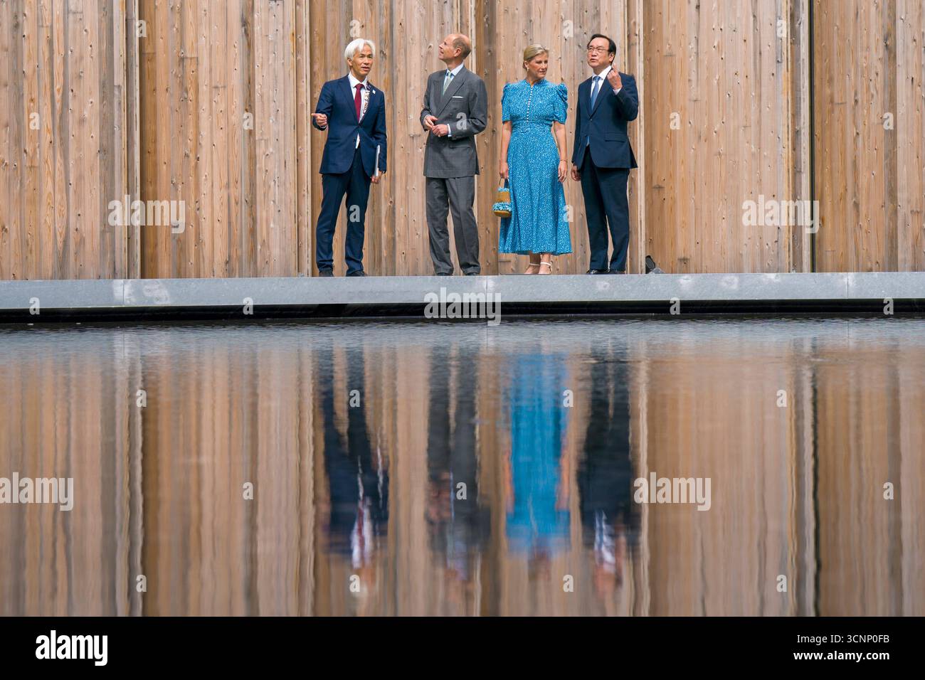 The Duke and Duchess of Edinburgh, with Commissioner General Mr Haneda ...