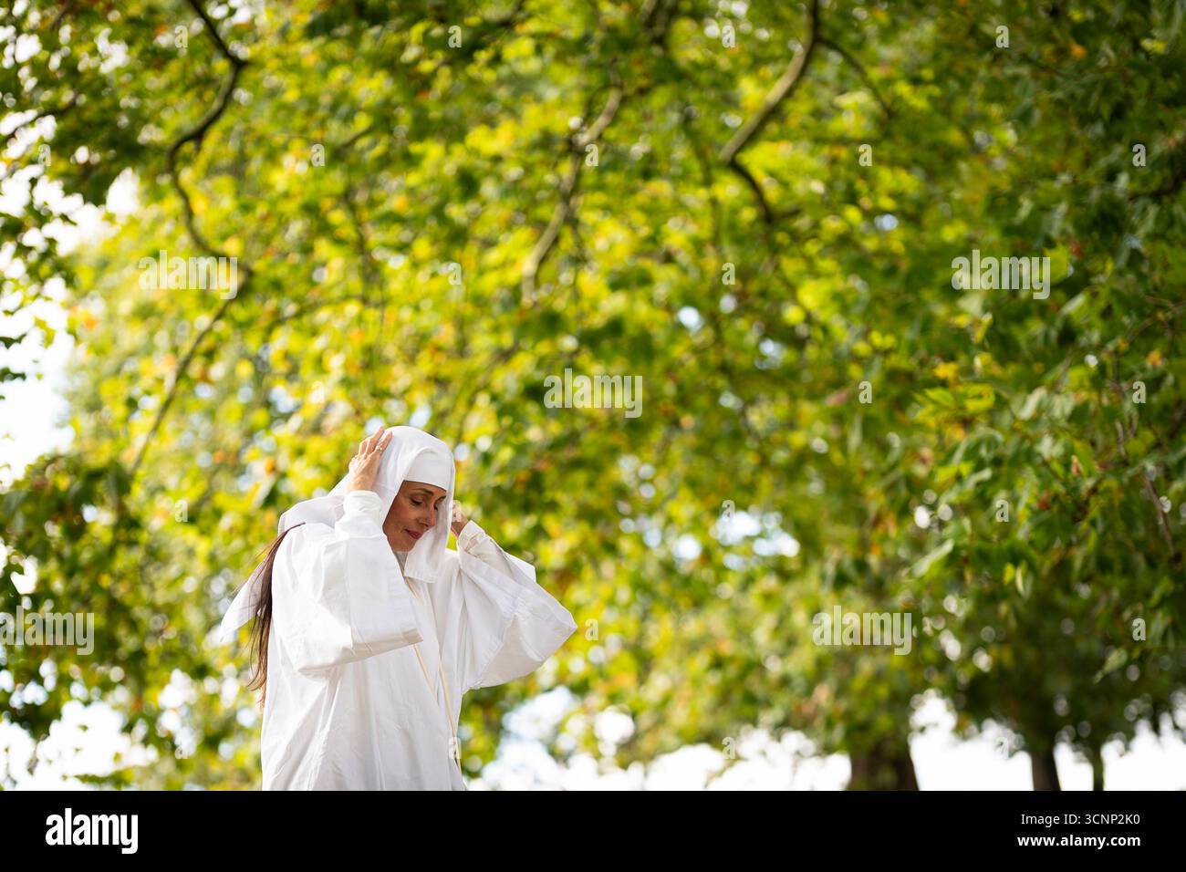 A member of the Druid Order prepare to perform a ceremony to celebrate ...