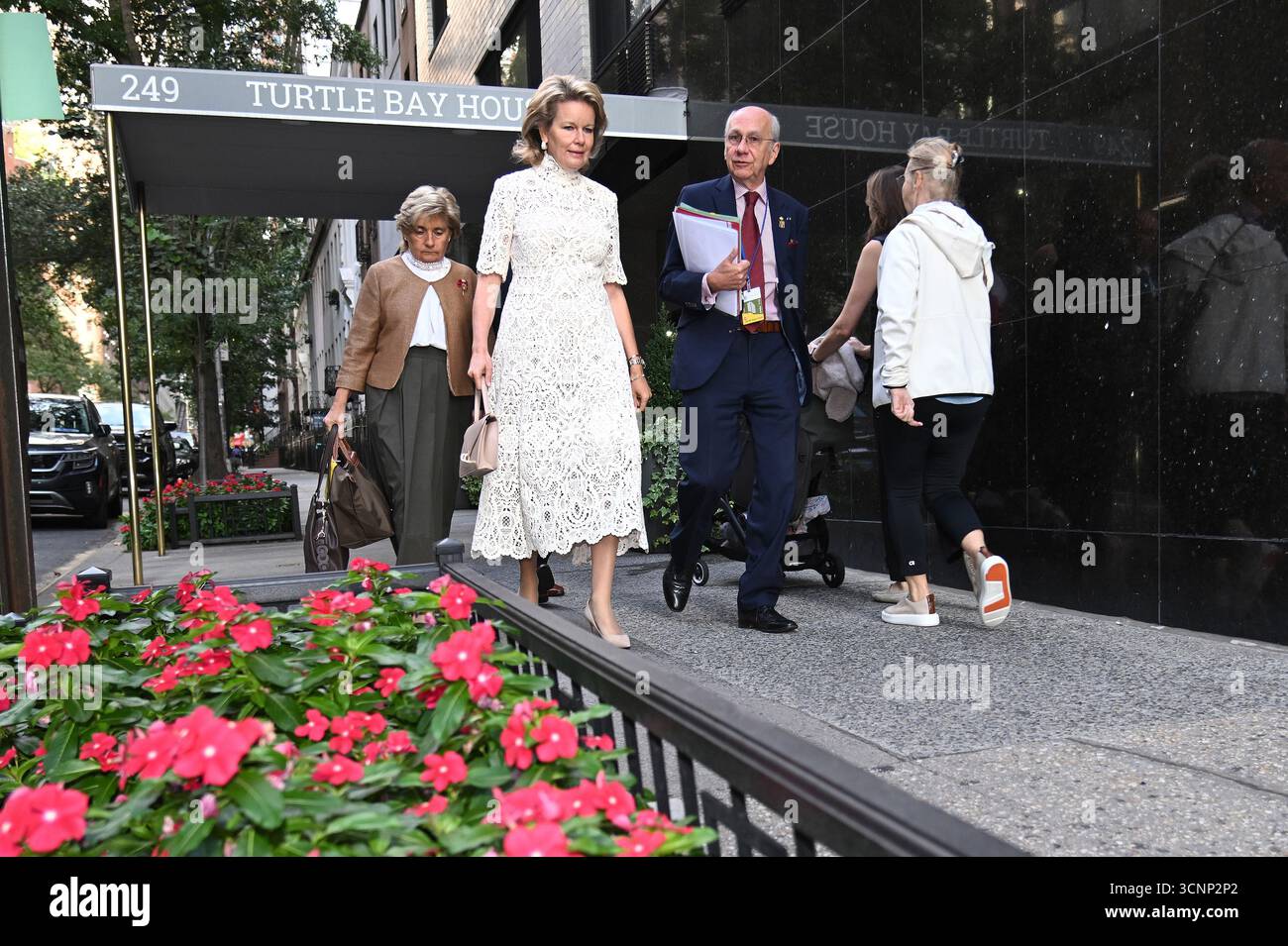 Queen Mathilde of Belgium walks in the street of New York during the ...