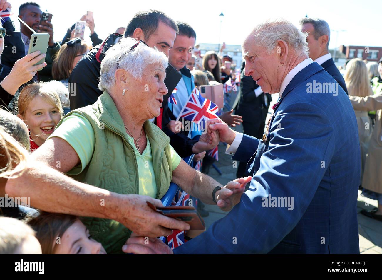 King Charles III meets members of the public during a visit to Barrow ...