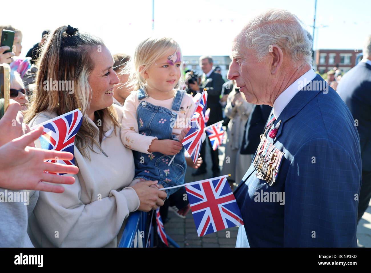 King Charles III meets members of the public during a visit to Barrow ...