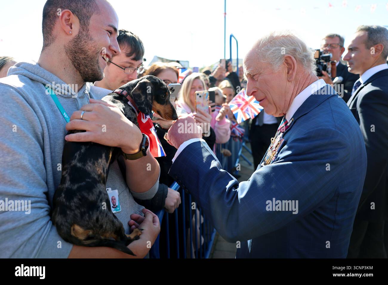King Charles III meets members of the public during a visit to Barrow ...
