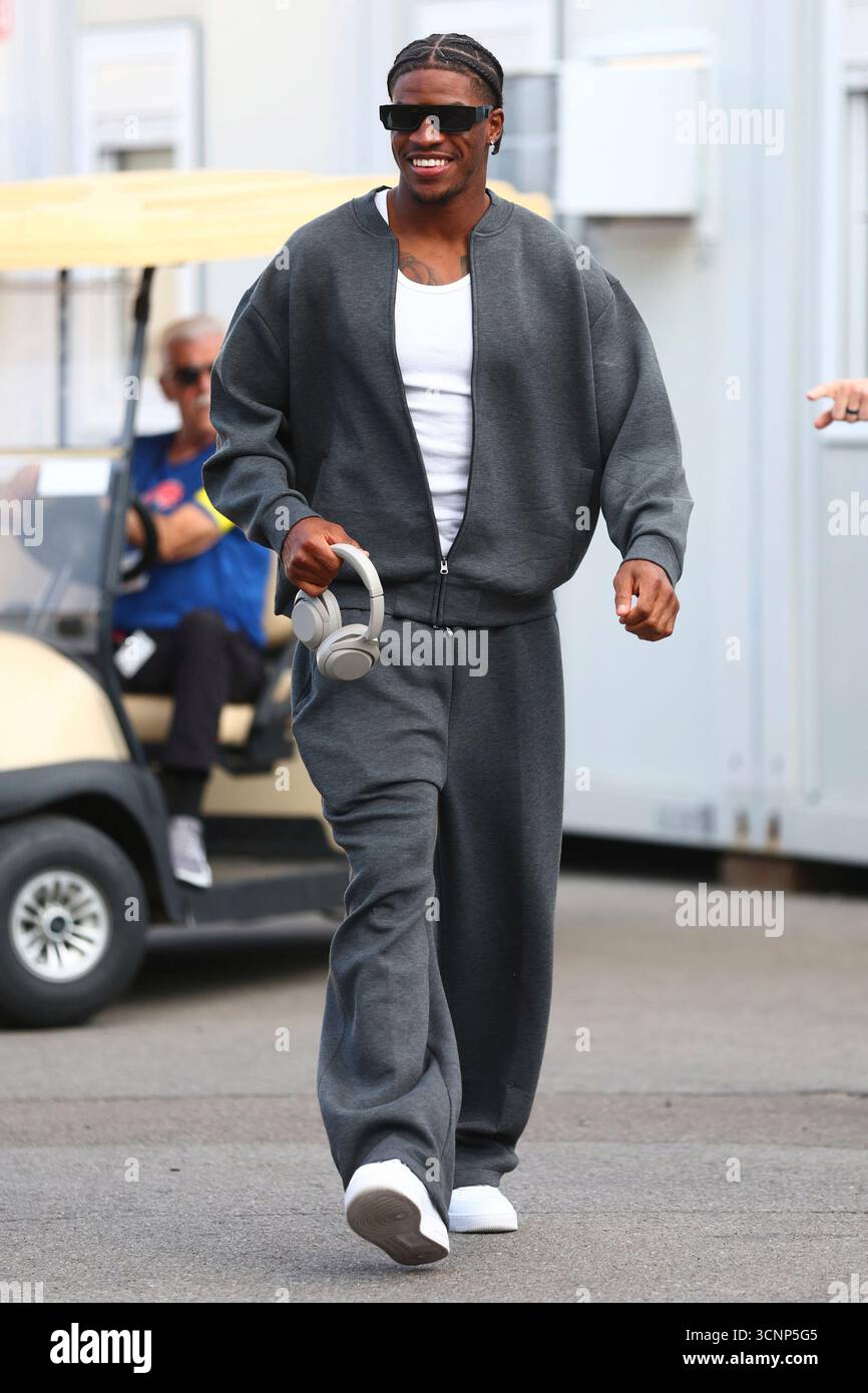 Buffalo Bills cornerback Ja'Marcus Ingram (46) arrives at the stadium ...