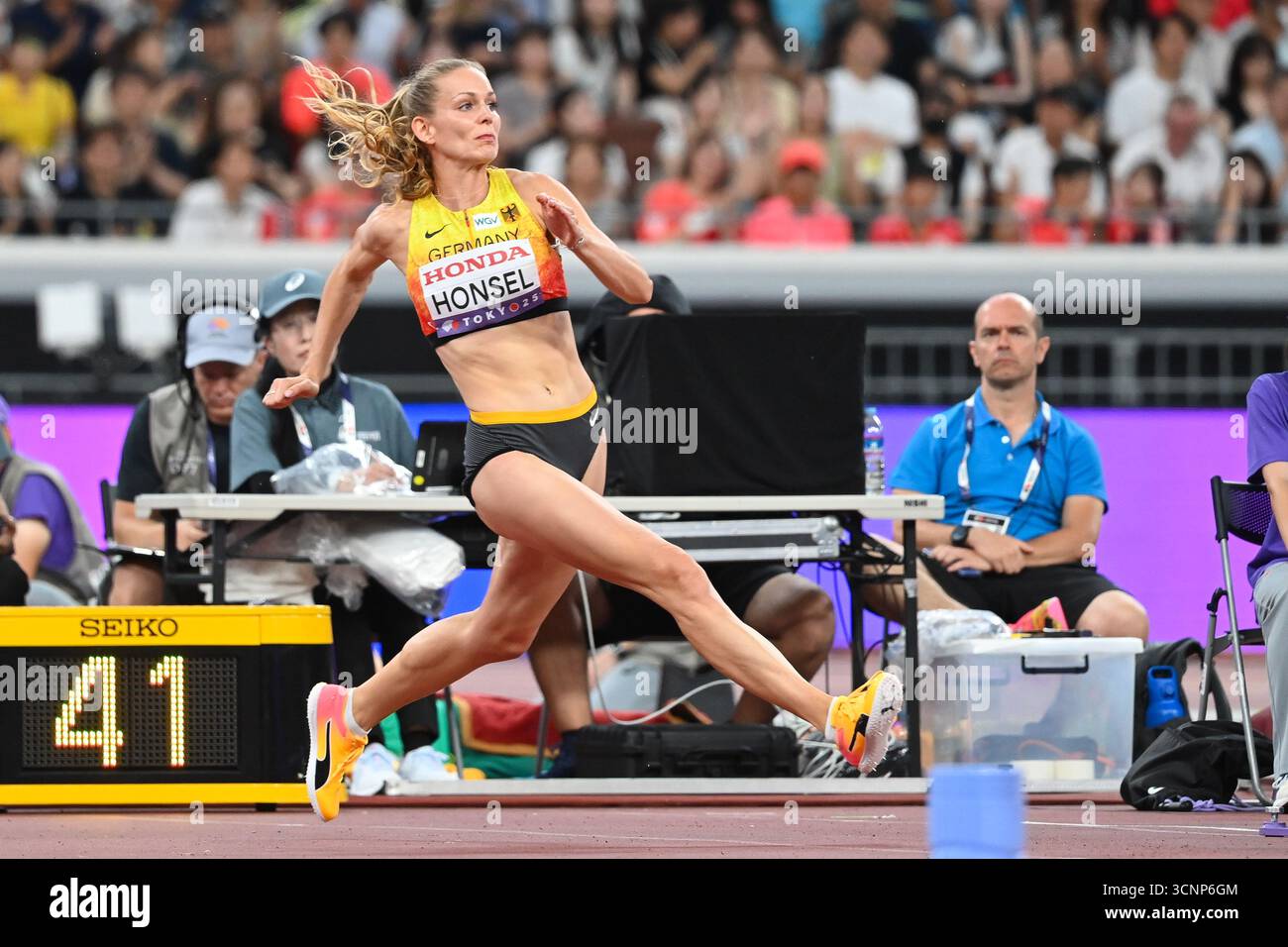 Christina Honsel (Germany) in the run-up during the high jump final ...