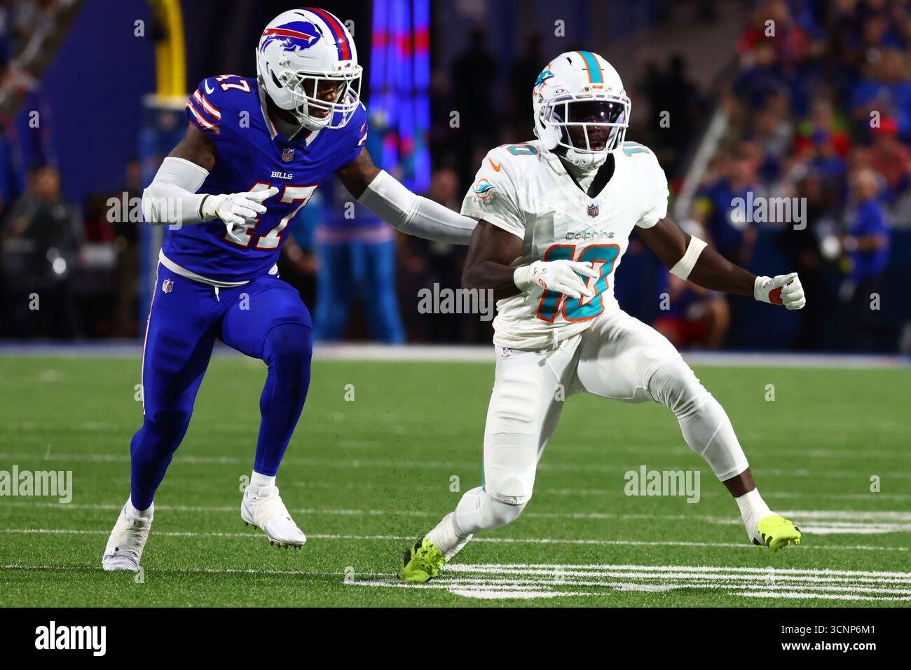 Buffalo Bills cornerback Christian Benford (47) covers Miami Dolphins ...