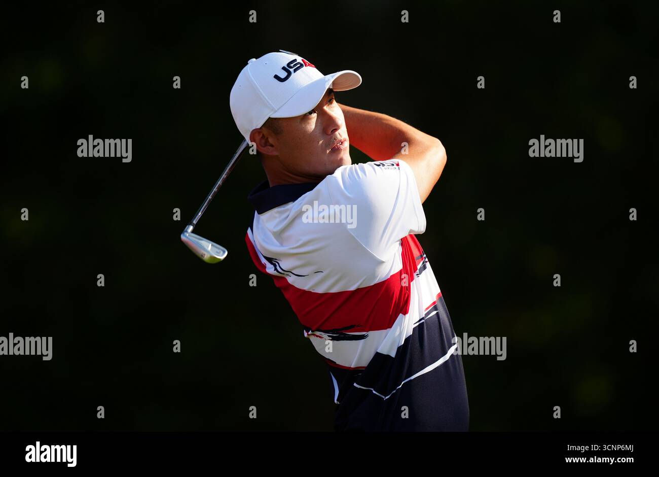 USA's Collin Morikawa on the 2nd during a practice round at the ...