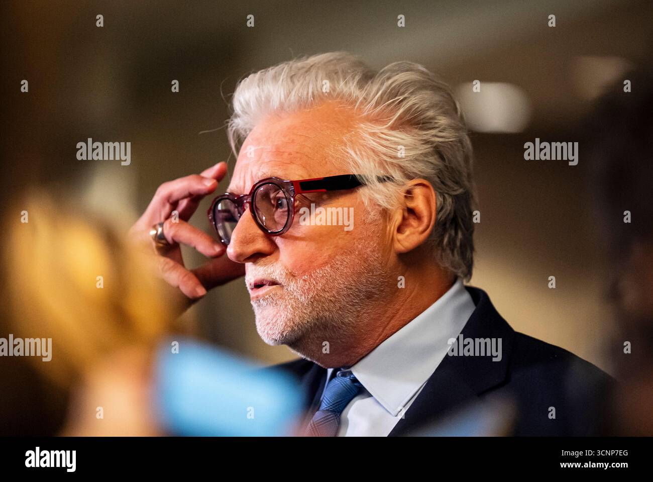 Just for Laughs founder Gilbert Rozon speaks to media as he arrives at ...