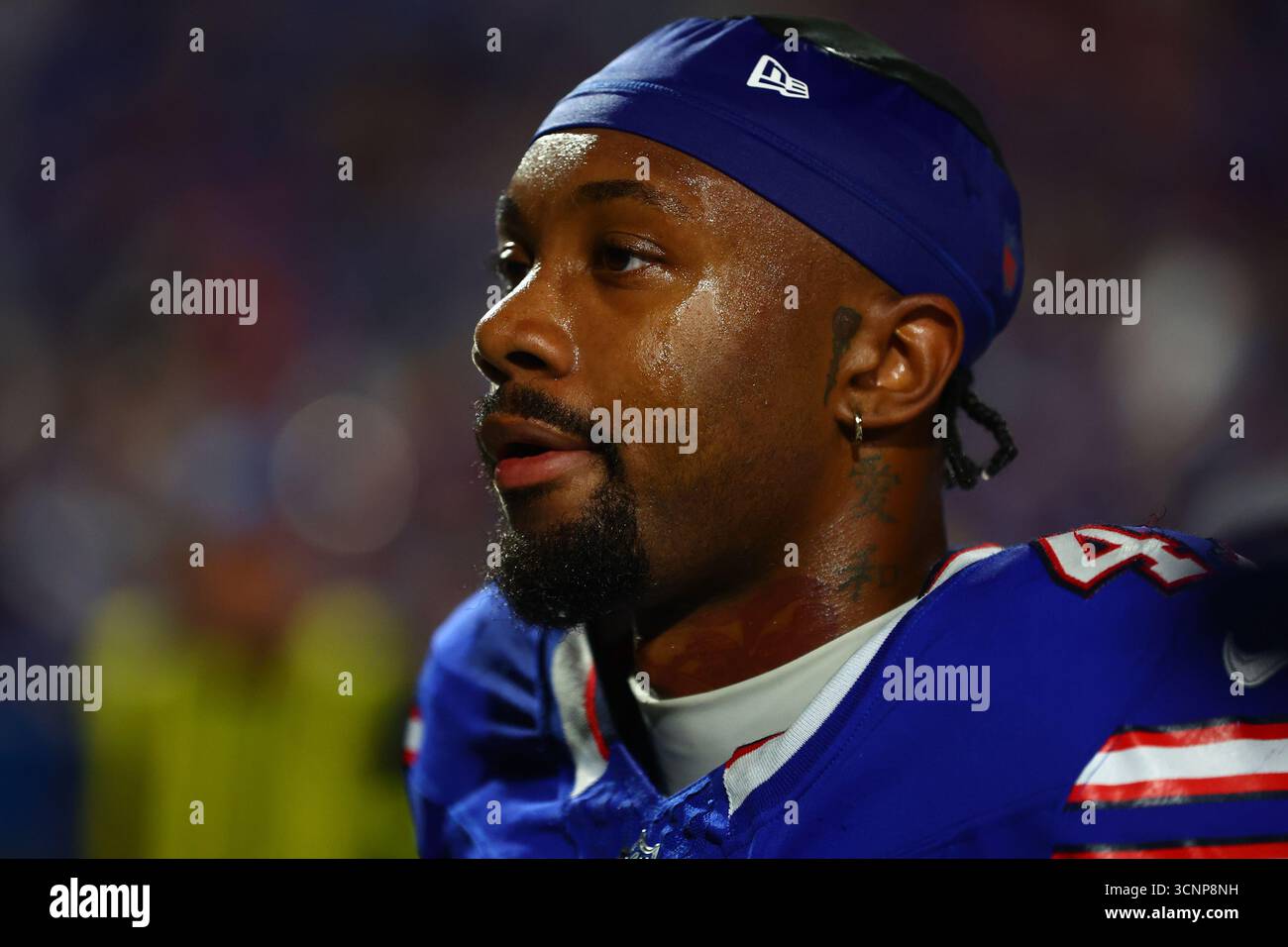 Buffalo Bills cornerback Christian Benford (47) walks off the field ...