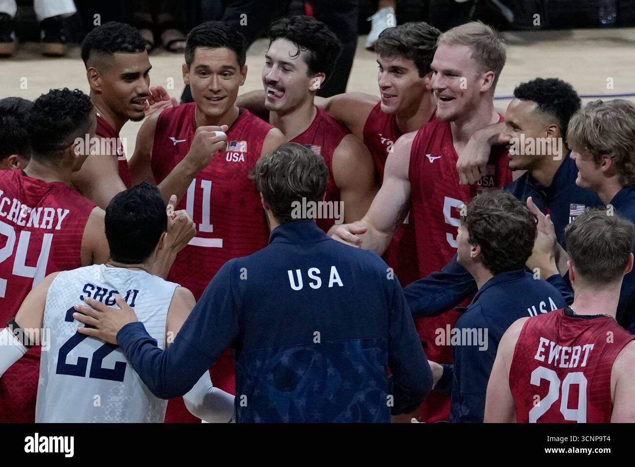 USA team celebrate after winning against Slovenia during their round of ...