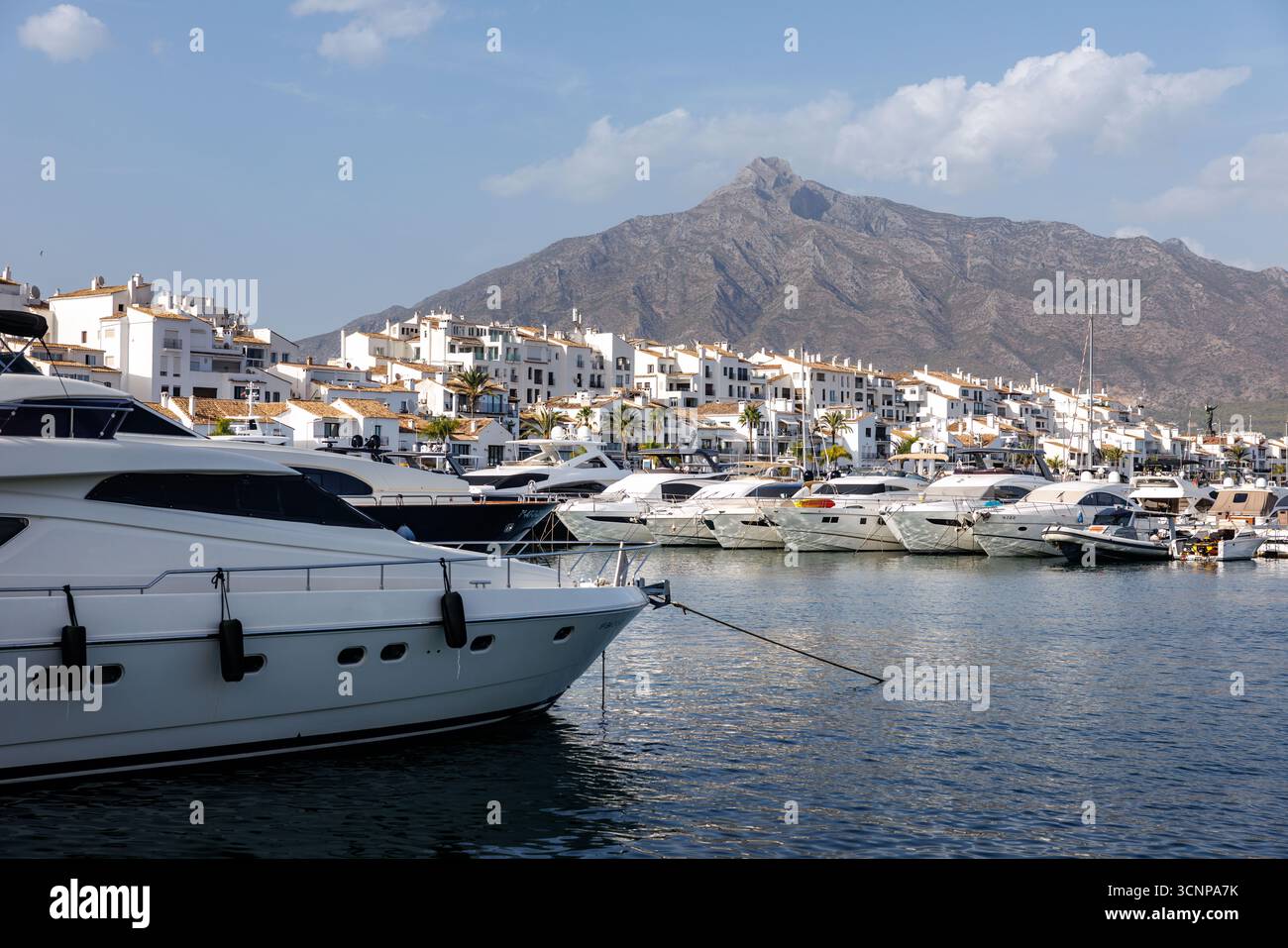 21 September 2025, Spain, Marbella: Numerous boats and yachts are ...