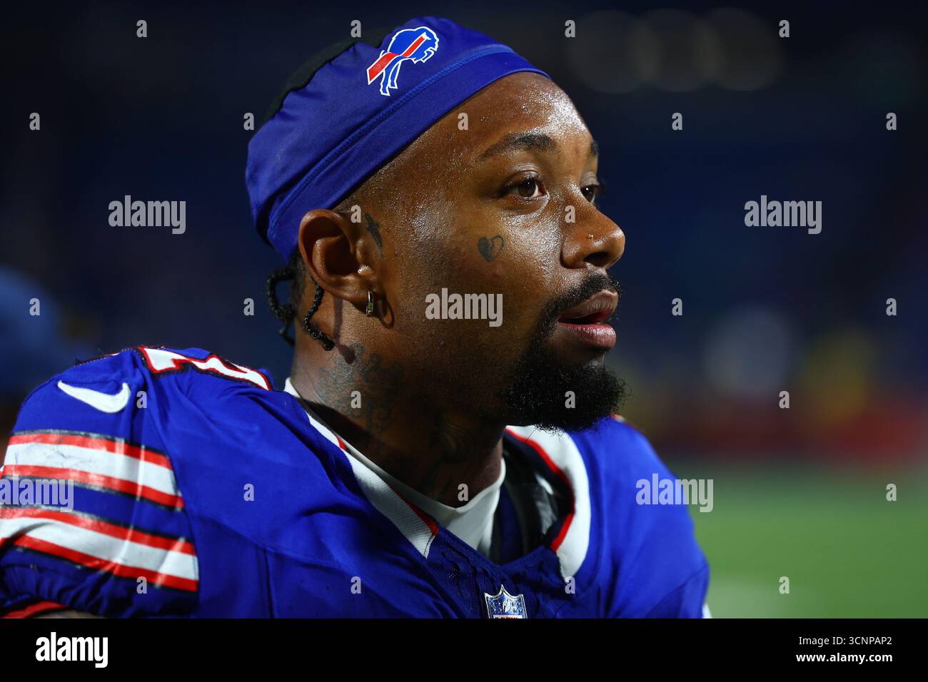 Buffalo Bills cornerback Christian Benford (47) walks off the field ...