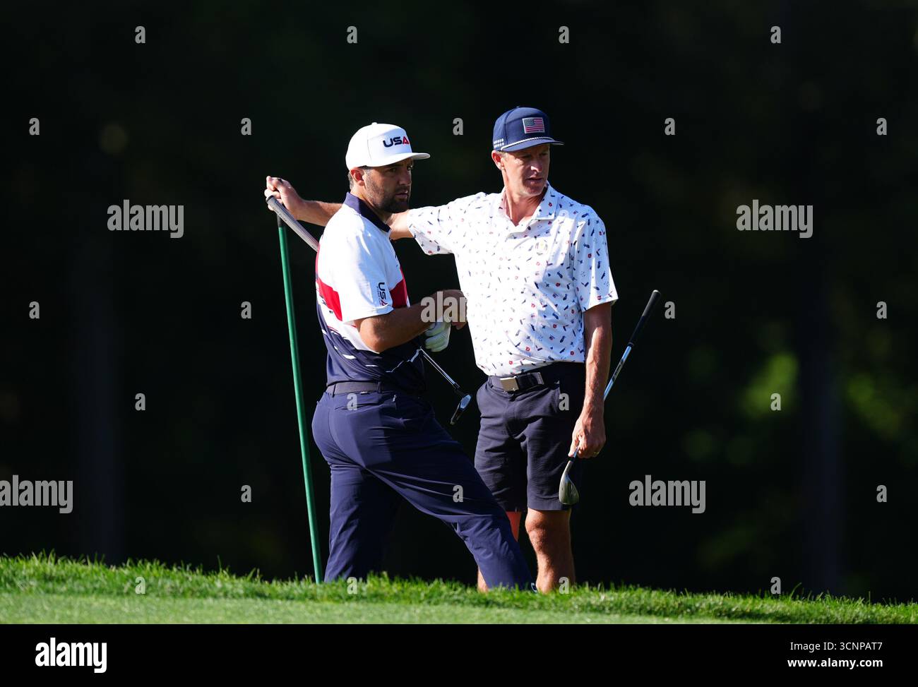 USA's Scottie Scheffler and caddie Ted Scott at the Bethpage Black ...