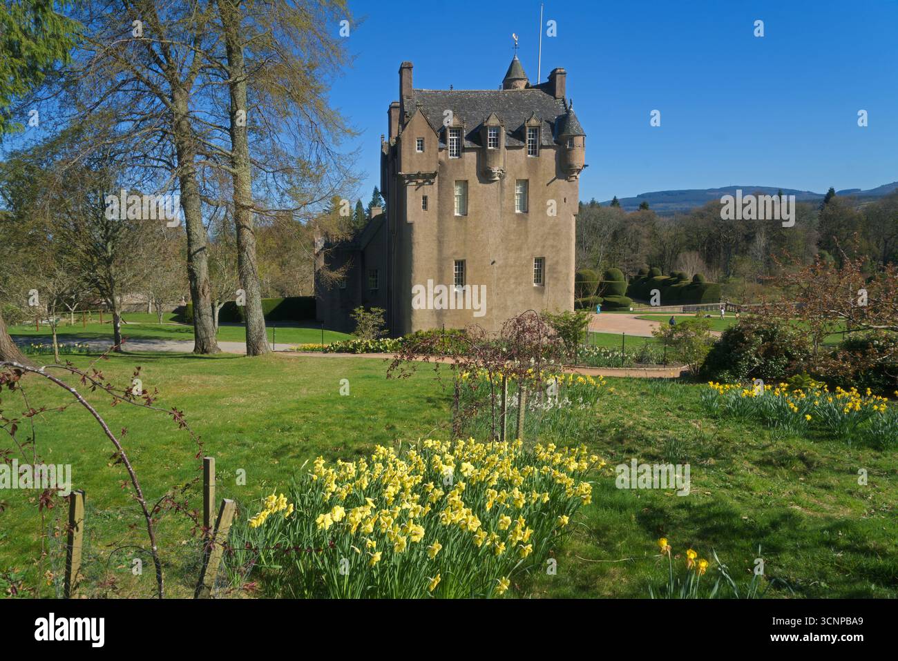 Looking south to famous Crathes Castle in Banchory, Aberdeenshire ...