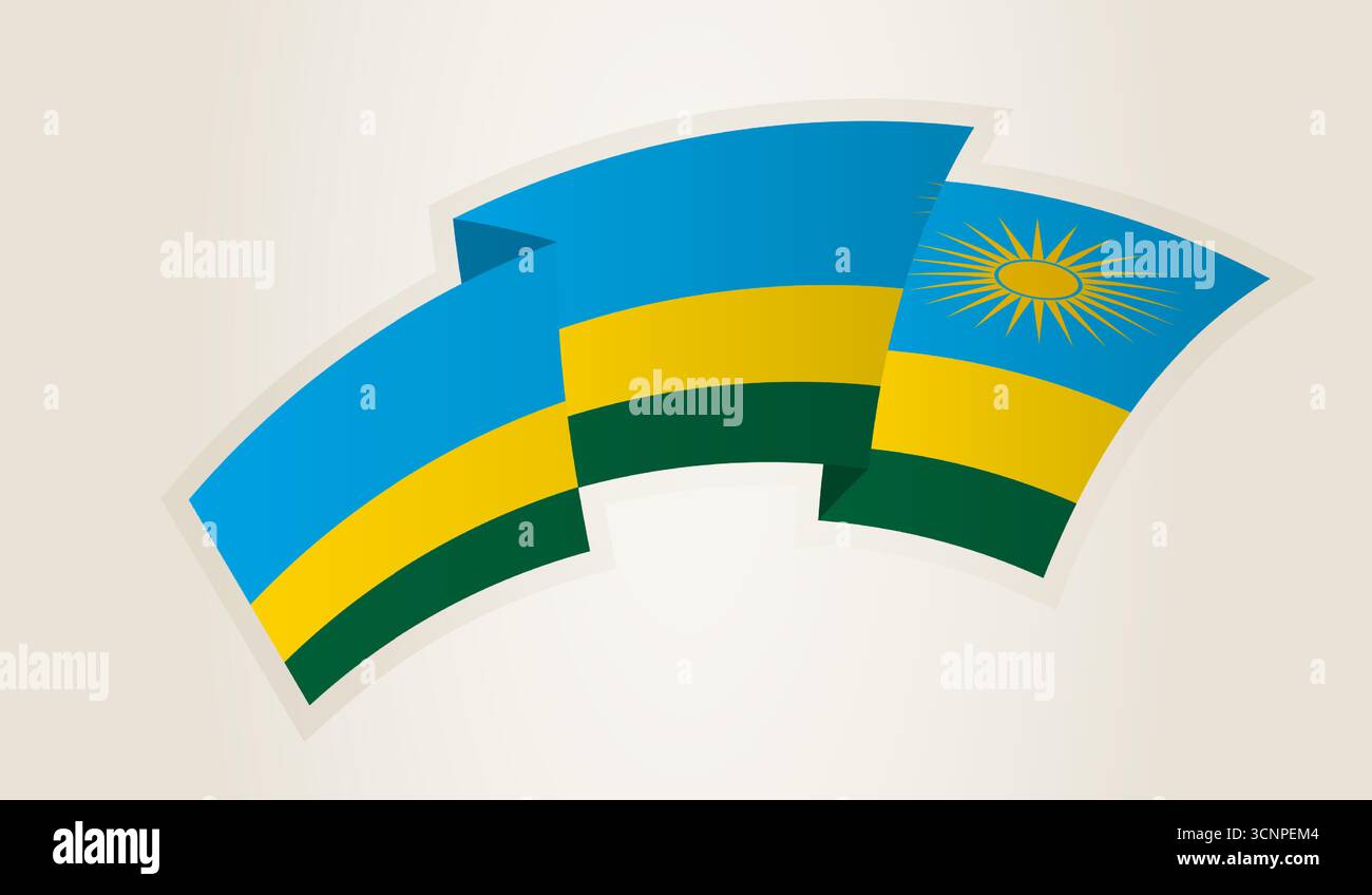 Rwanda Flag in Abstract Ribbon Shape, National Symbol of the Rwanda ...