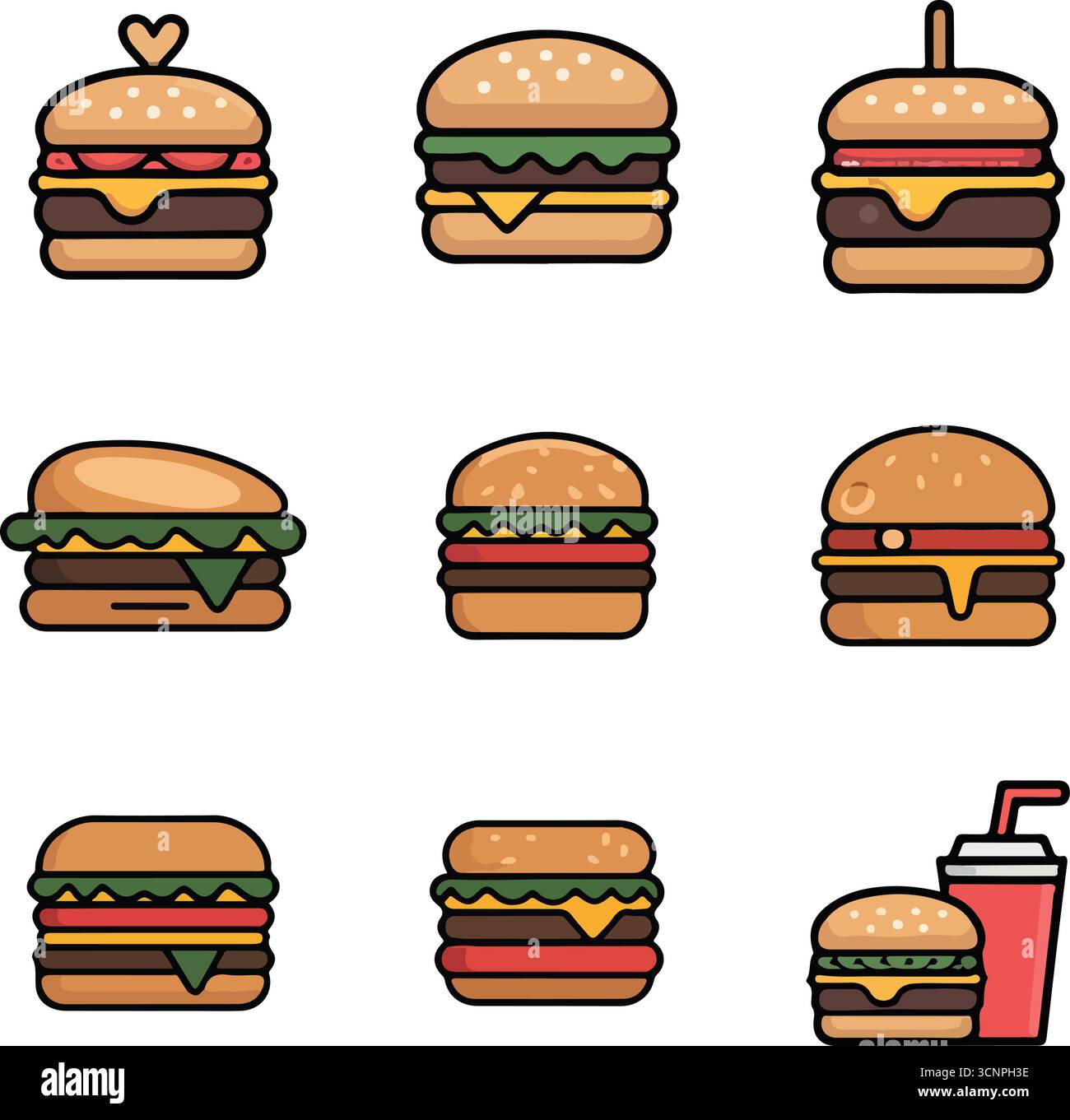 Restaurant burger icons hi-res stock photography and images - Alamy
