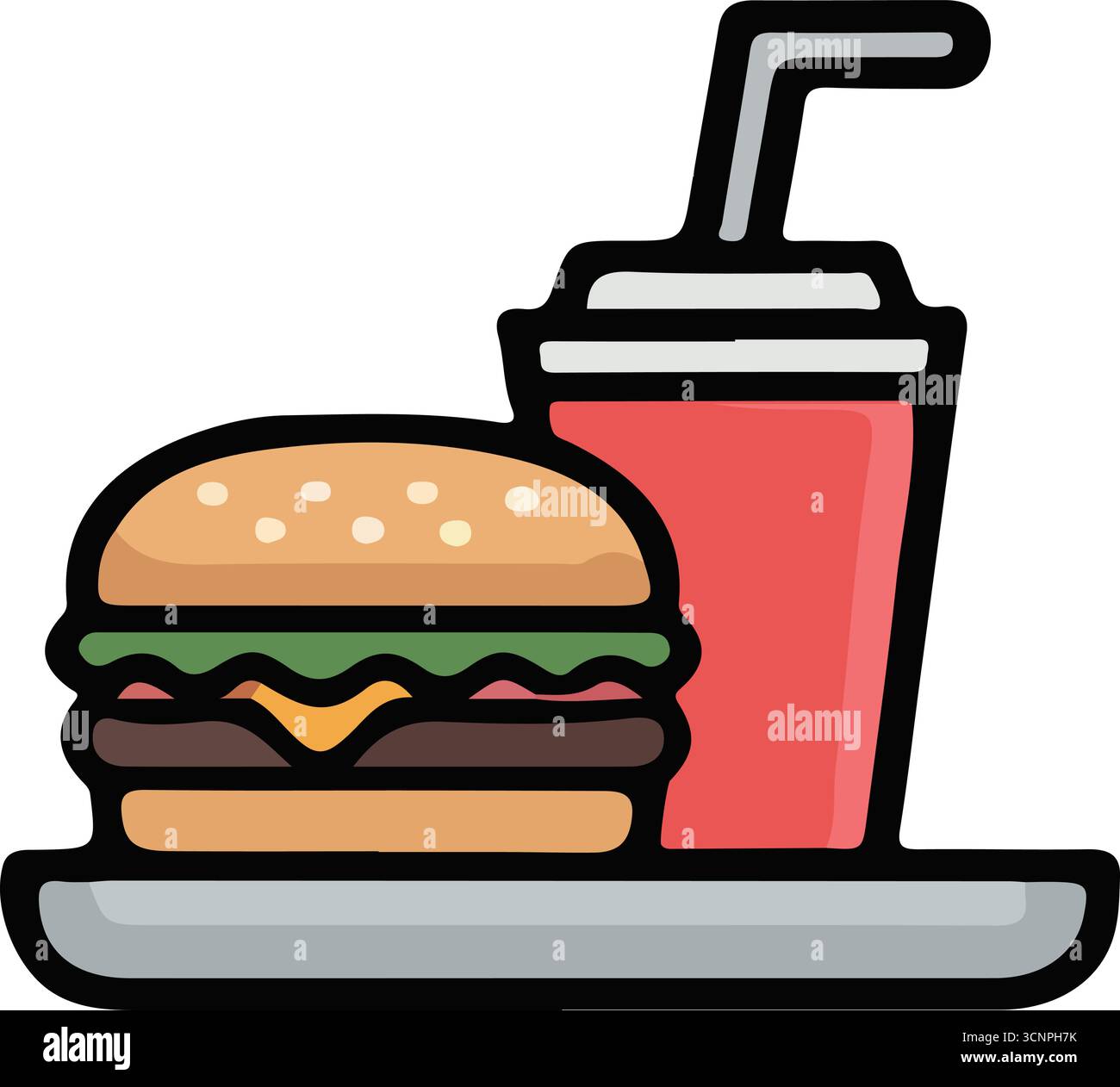 Food burger drink cup Stock Vector Images - Alamy