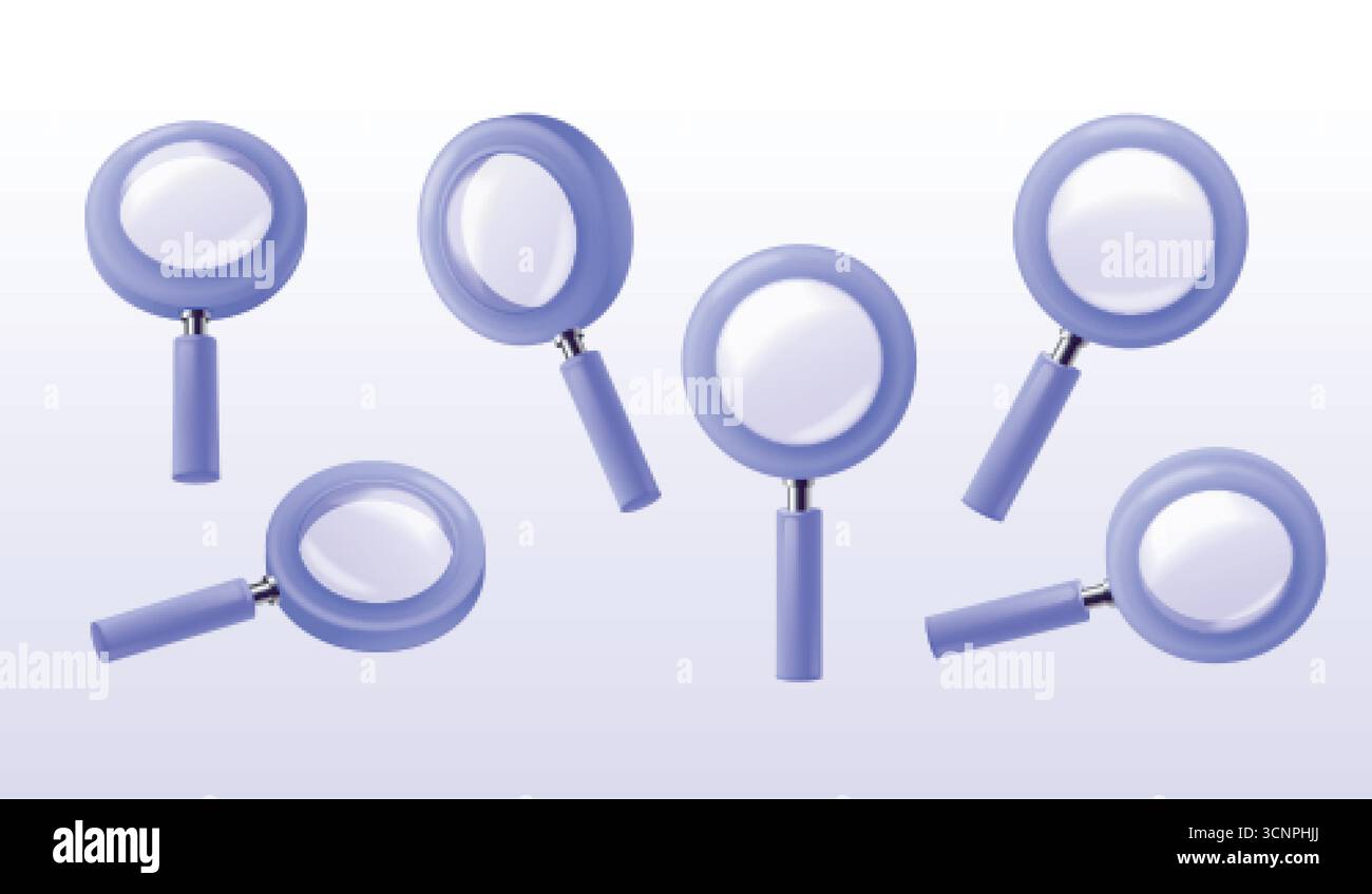 3d magnifying glass. Magnifier loupe render, magnify lens zoom search ...