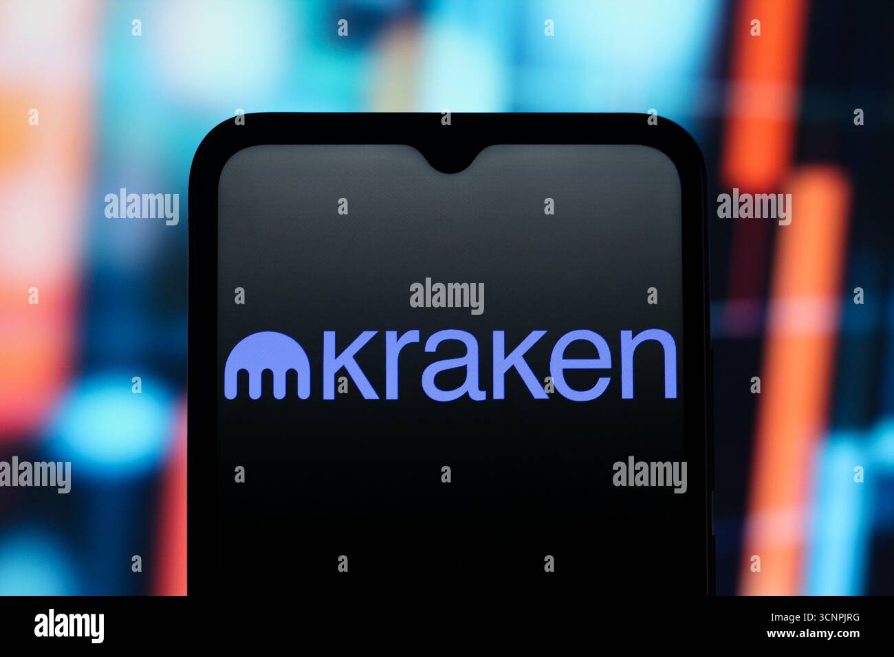 In this photo illustration, the Kraken logo is seen displayed on a ...