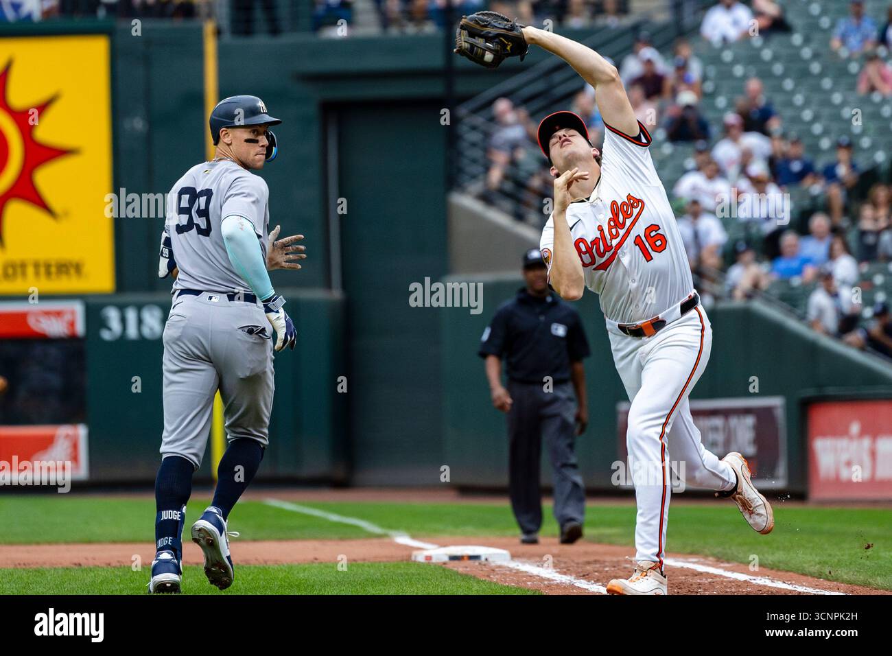 Baltimore, MD: Baltimore Orioles first base Coby Mayo (16) catches a ...
