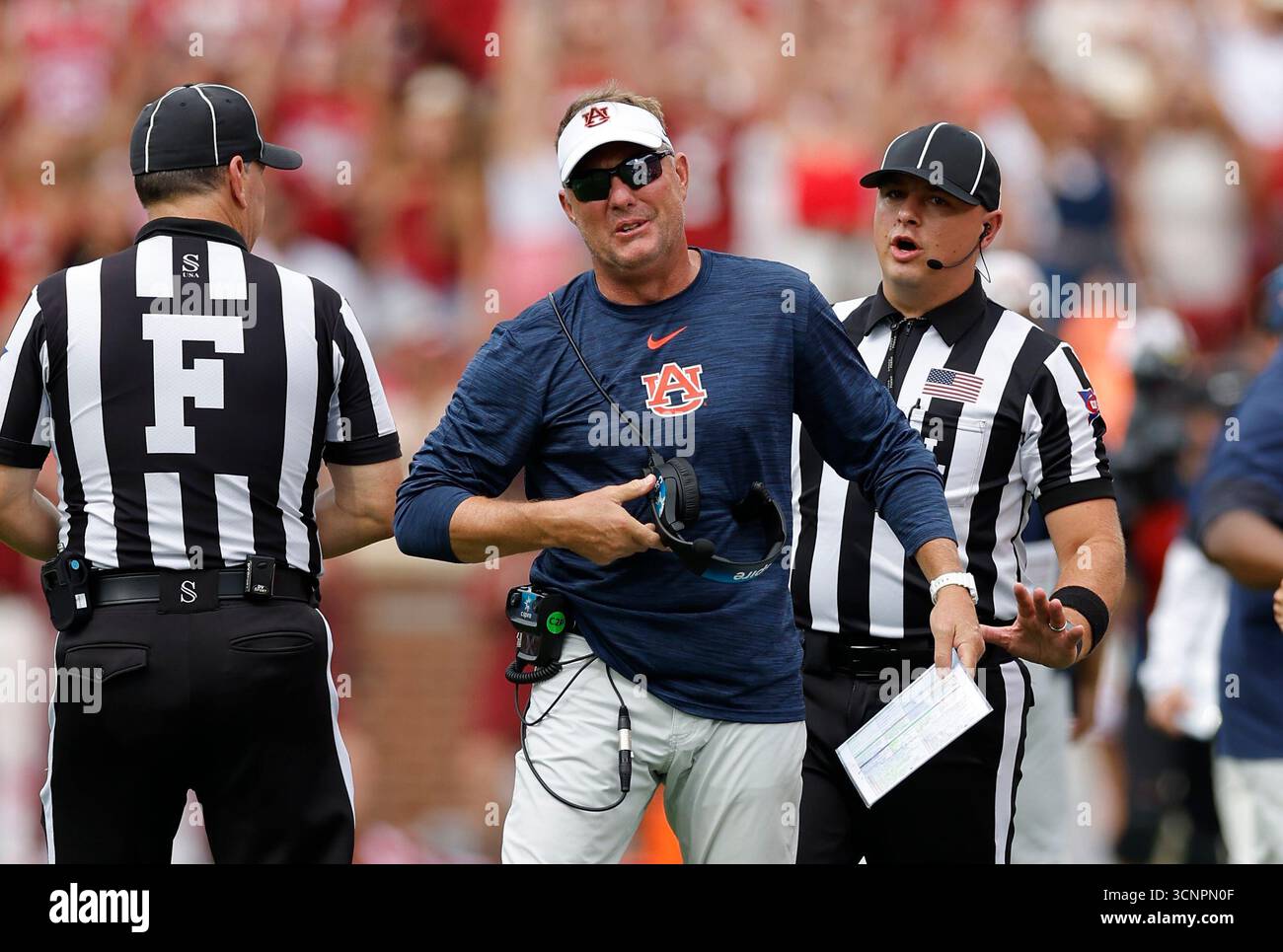 Auburn head coach Hugh Freeze reacts after a play against Oklahoma ...
