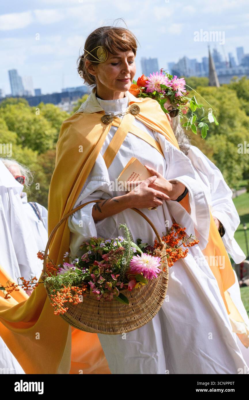 London, UK. 22 September, 2025. Druids gather for their annual ritual ...
