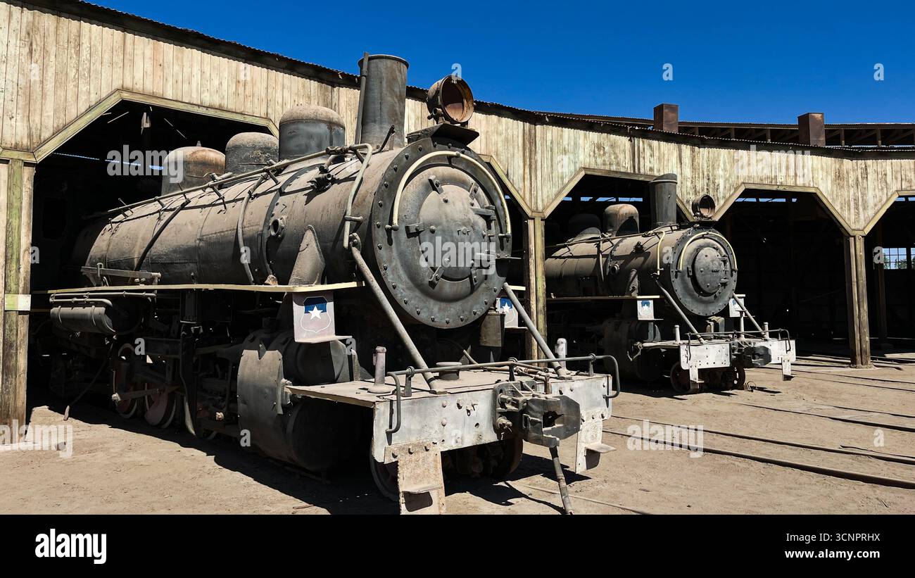 Photo of Baquedano Railway Museum in Chile with old steam locomotives ...