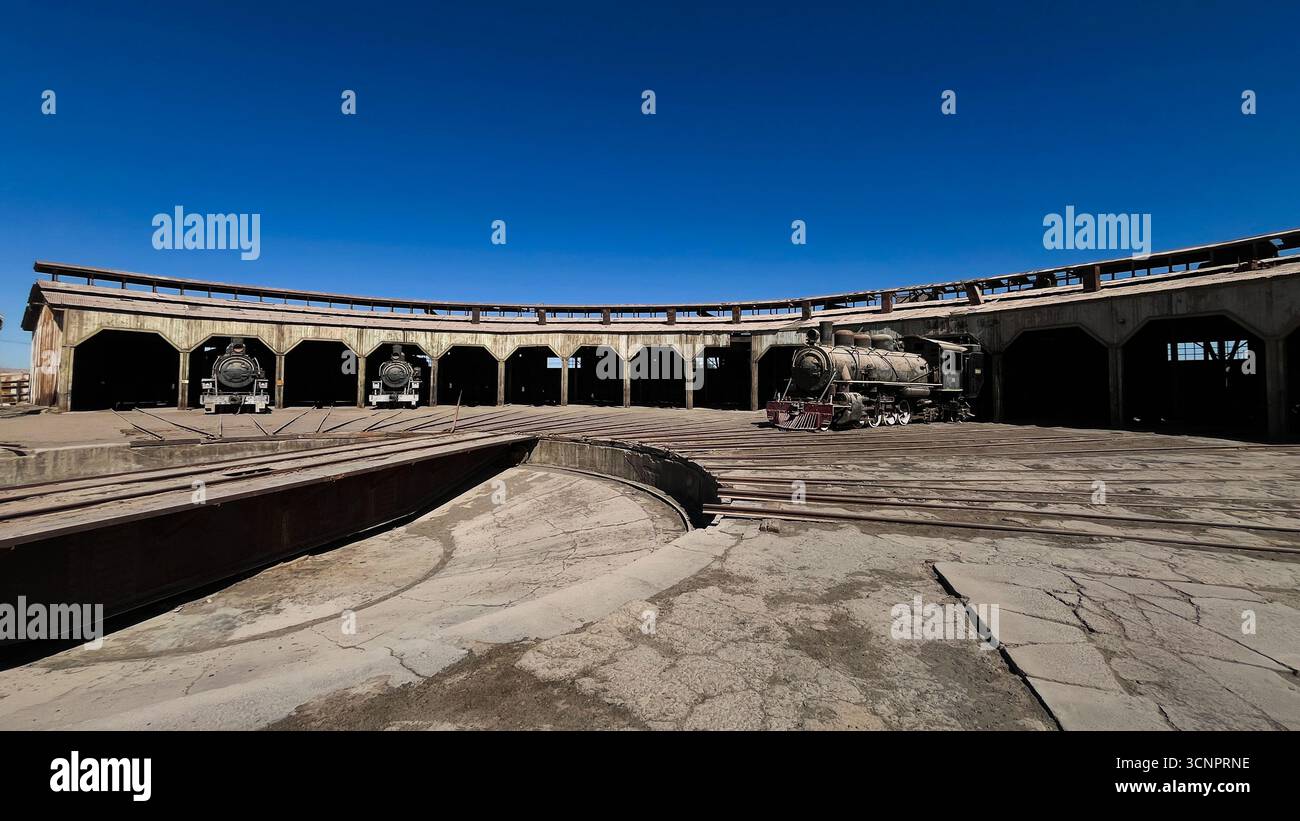 Photo of Baquedano Railway Museum in Chile with old steam locomotives ...