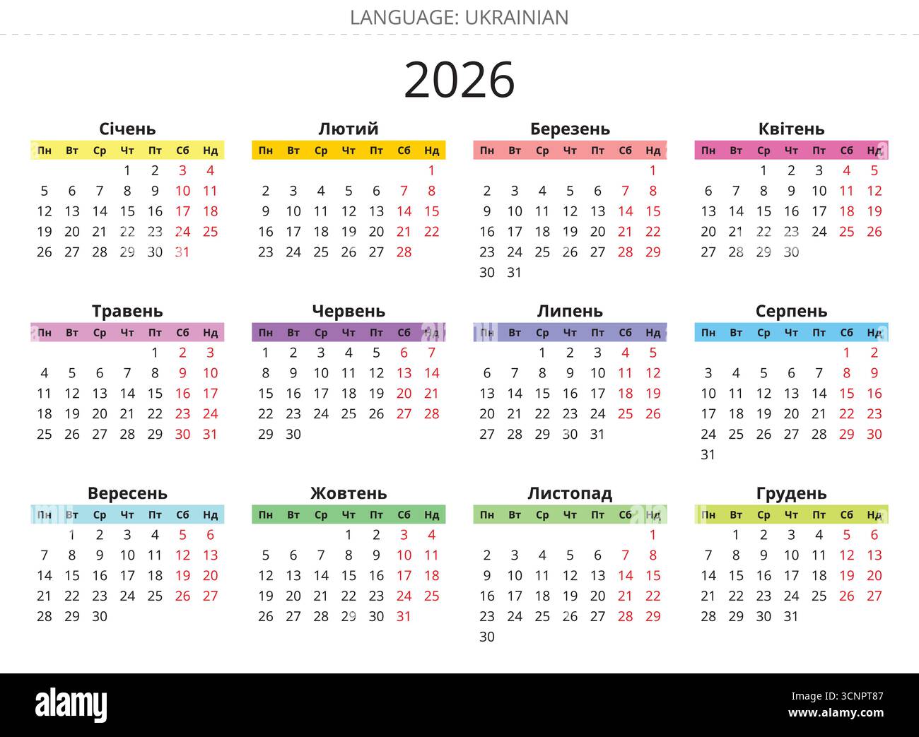 Ukraine calendar 2026 hi-res stock photography and images - Alamy