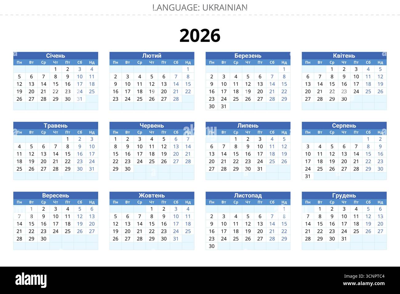 Ukraine calendar 2026 hi-res stock photography and images - Alamy