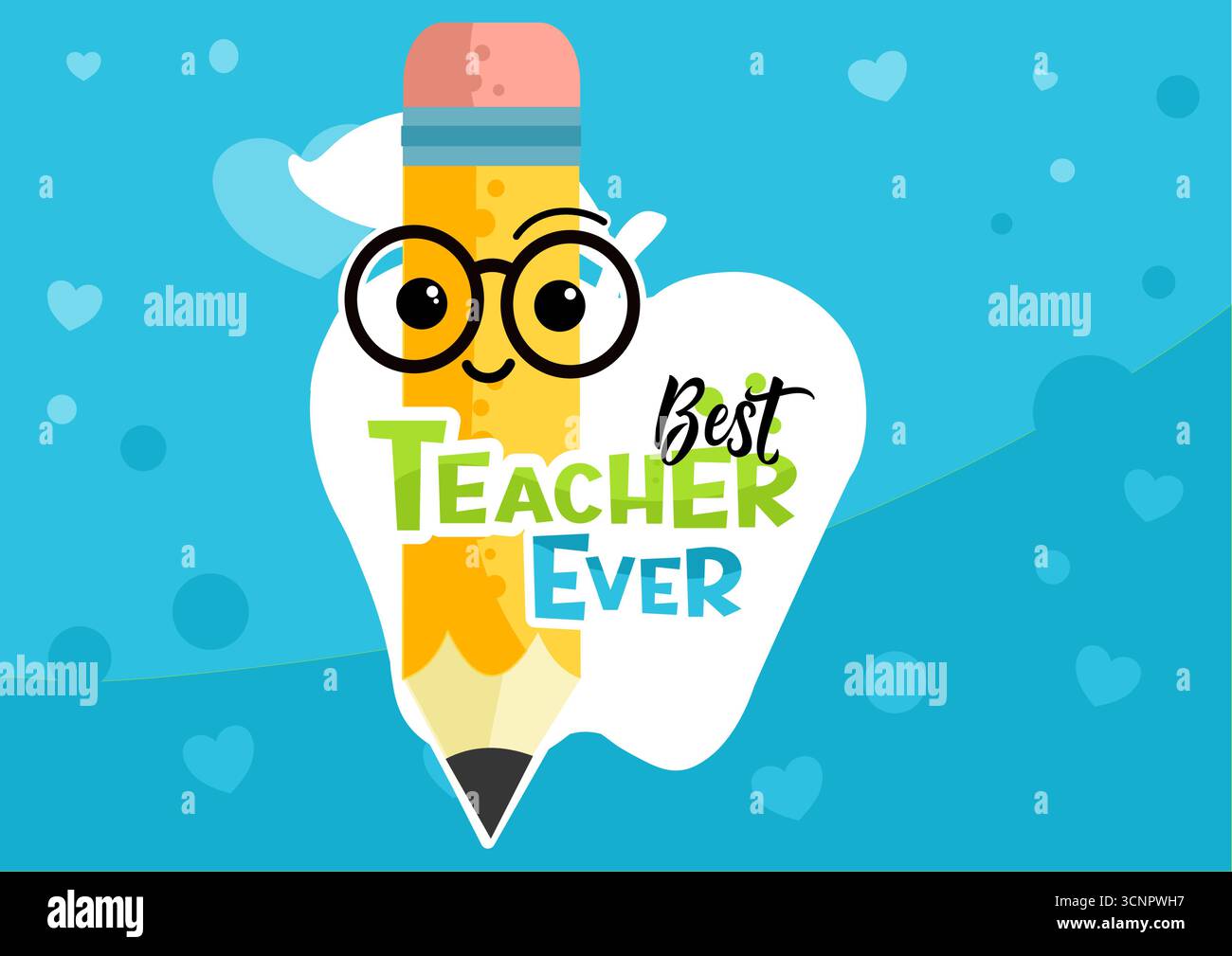 Best teacher ever slogan with cute pencil character - vector ...