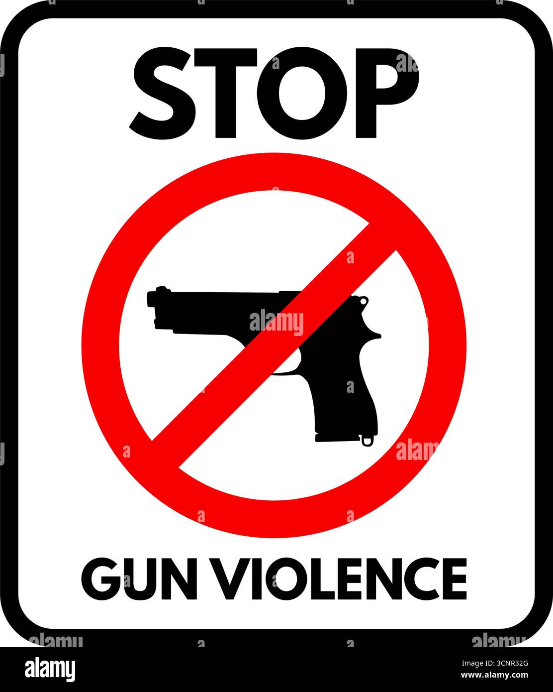 : Stop gun violence sign with pistol prohibition symbol Stock Vector ...
