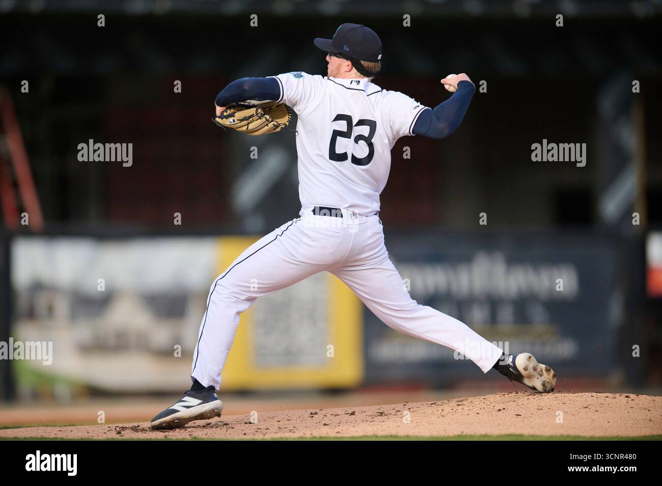 Asheville Tourists starting pitcher Dylan Howard (23) delivers a pitch ...