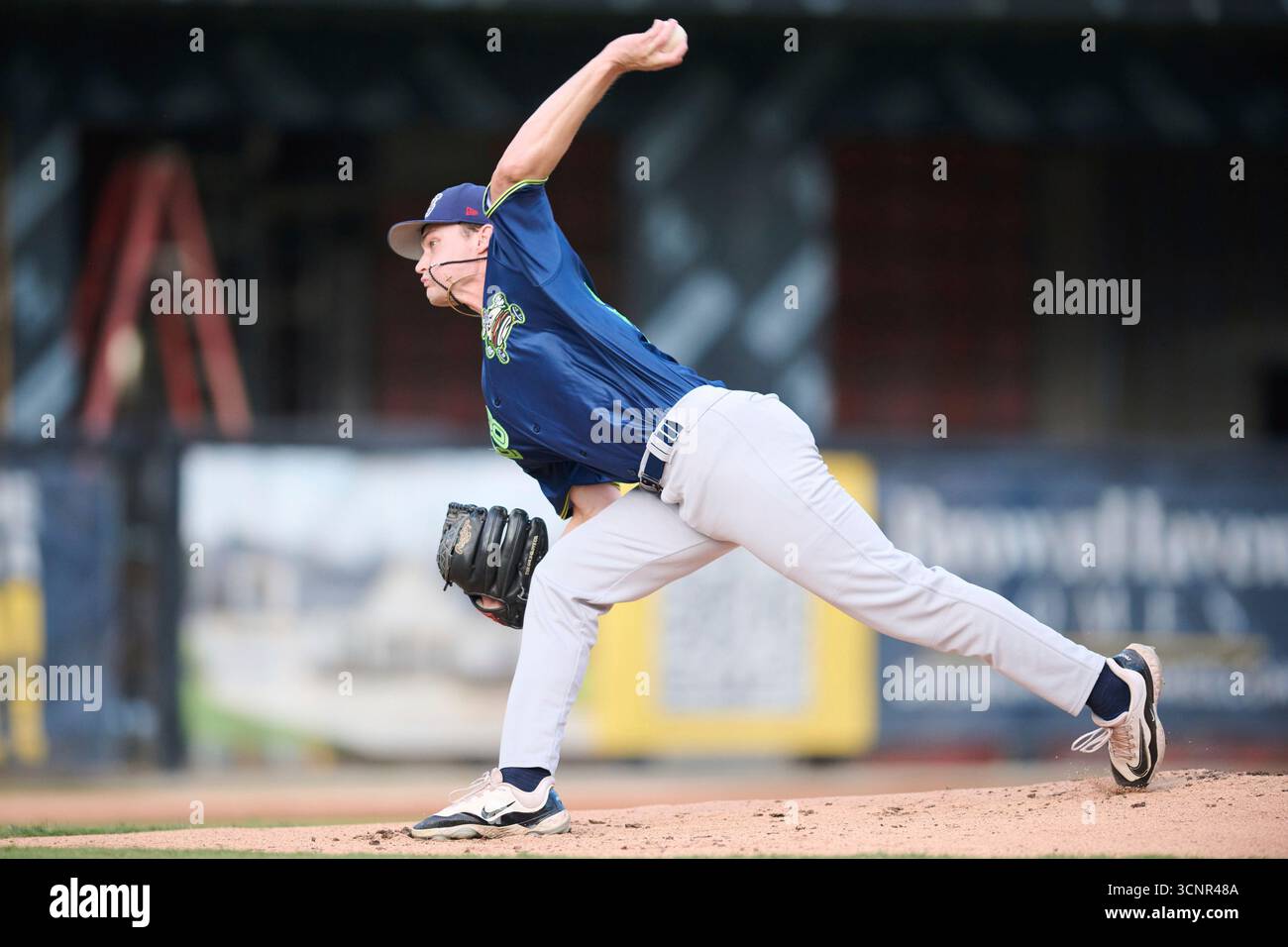 Hub City Spartanburgers starting pitcher Dylan MacLean (28) delivers a ...