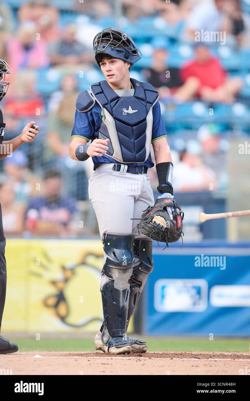 Hub City Spartanburgers catcher Malcolm Moore (27) during a game ...