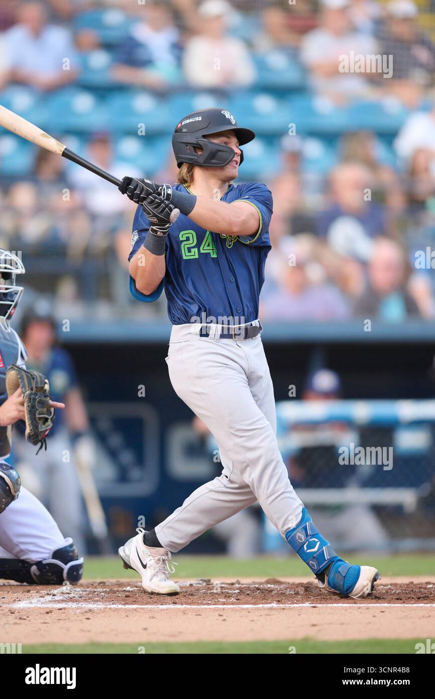 Hub City Spartanburgers Maxton Martin (24) at bat during a game against ...